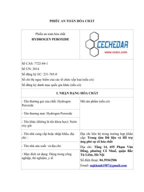 Msds Hydrogen Peroxide