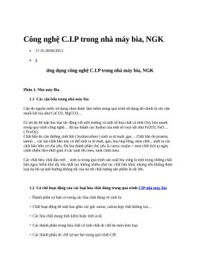 Công nghệ CIP trong nhà máy bia, NGK