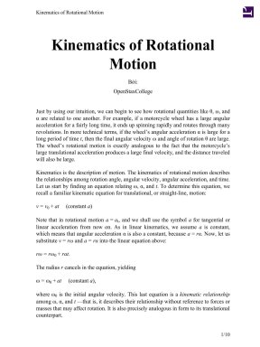 Kinematics of Rotational Motion