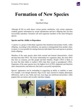 Formation of New Species