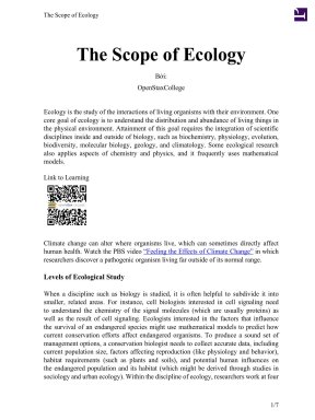 The Scope of Ecology