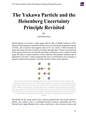 The Yukawa Particle and the Heisenberg Uncertainty Principle Revisited
