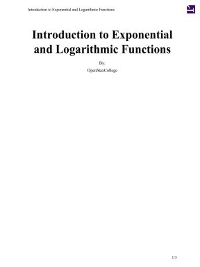 Introduction to Exponential and Logarithmic Functions