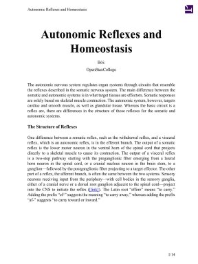 Autonomic Reflexes and Homeostasis