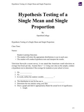 Hypothesis Testing of a Single Mean and Single Proportion