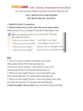 giai bai tap sbt tieng anh lop 5 chuong trinh moi unit 7 how do you ...