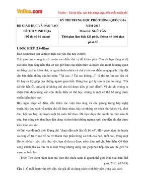 de thi minh hoa va dap an ky thi thpt quoc gia mon ngu van lan 3