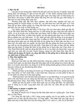 Đánh giá đa dạng di truyền các dòng đột biến từ hai giống lúa tẻ thơm ...