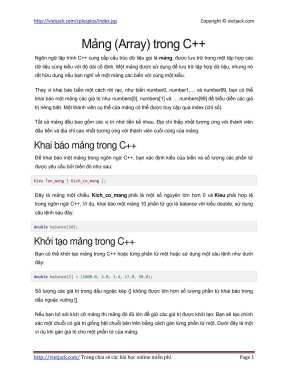 Mảng (Array) trong C C++ | 101 bài hướng dẫn C C++ hay nhất PDF