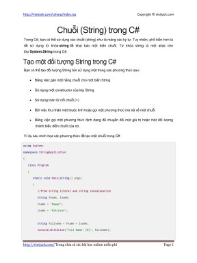 Chuỗi (String) trong C | 85 bài học lập trình C hay nhất PDF