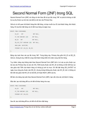 second normal form trong sql