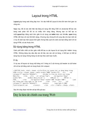 Layout trong HTML | 190 thẻ HTML hay nhất PDF layout trong html