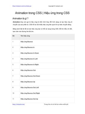 Animation trong CSS | Hiệu ứng trong CSS PDF animation trong css