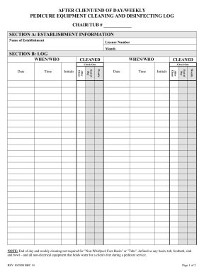 Foot Spa Logs (sample)