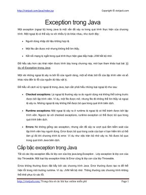 Exception trong Java - 155 bài học Java miễn phí hay nhất PDF