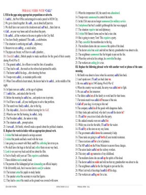 PHRASAL VERBS CALL exercises keys