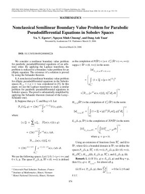 DSpace at VNU: Nonclassical semilinear boundary value problem for parabolic pseudodifferential equat