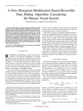 DSpace at VNU: A New Histogram Modification Based Reversible Data Hiding Algorithm Considering the H