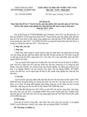 TCCB KH thuc hien tieu De an 2 201cTuyen truyen giao duc pham chat dao duc phu nu Viet Nam thoi ...