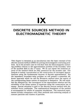 Acoustic and electromagnetic scattering analysis using discrete sources IX discrete sources ...