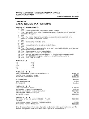 Income taxation by valencia chapter 10 (basic tax patterns)