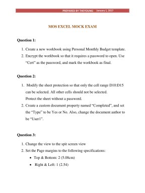 MOS EXCEL MOCK EXAM