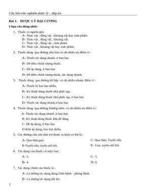 cau hoi trac nghiem duoc ly dai cuong