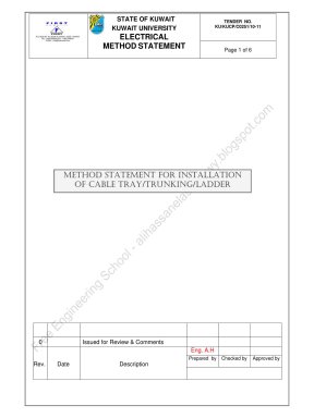 METHOD STATEMENT FOR INSTALLATION OF CABLE TRAYS