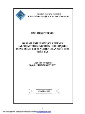 SO SÁNH ẢNH HƯỞNG của PREMIX CALPHOVIT bổ SUNG TRÊN HEO CON GIAI đoạn ...