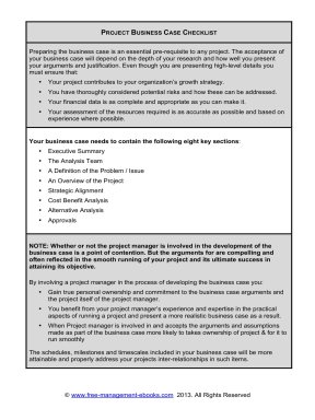 Project business case checklist