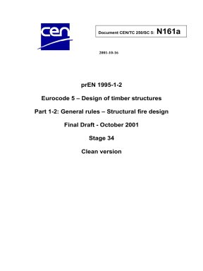 Design of masonry structures Eurocode 5 Part 1,2 - prEN 1995-1-2-2001