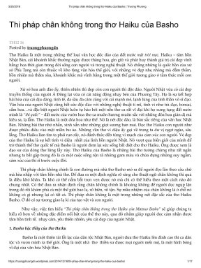 Thi pháp chân không trong thơ Haiku của Basho _ Trương Phương