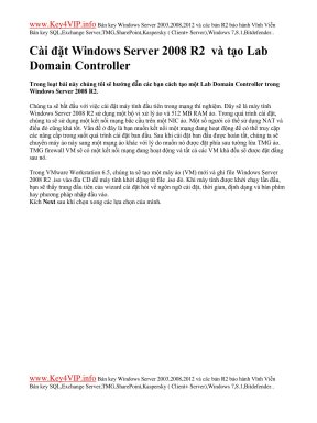 Cài đặt Windows Server 2008 R2 và tạo Lab Domain Controller