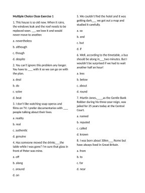Cambridge FCE Reading: Part I Multiple choice cloze exercise