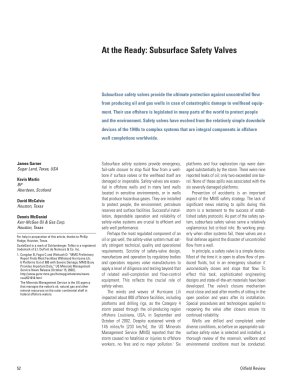 At the Ready: Subsurface Safety Valves