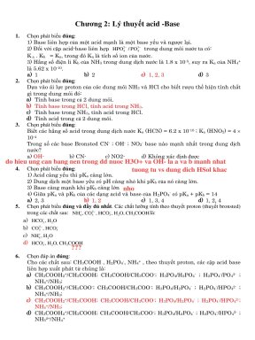 bài tập Lý thuyết acid Base môn hóa vô cơ đại học bách khoa
