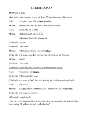 Kịch tiếng Anh Script for cinderella (Cô bé lo lem)