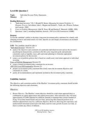 L3 mock sample exam CFA level III essay questions 1999