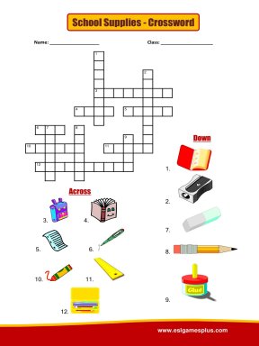 School supplies crossword