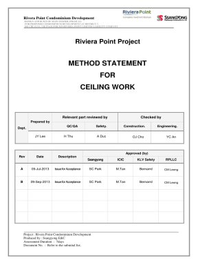 Method statement for ceiling work Highrise building (english)