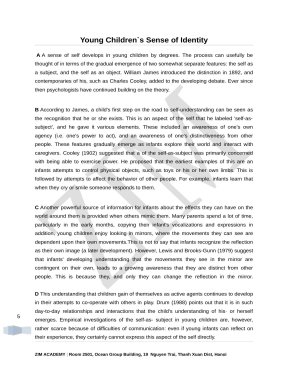 IELTS academic reading sample 58 young children`s sense of identity