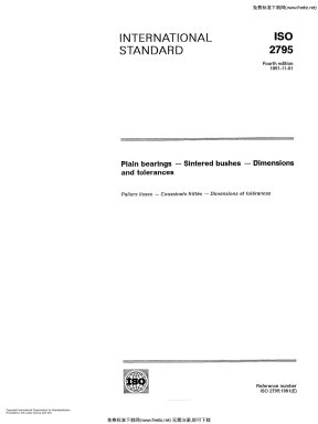 ISO 2795 1991 plain bearings sintered bushes dimensions and tolerances