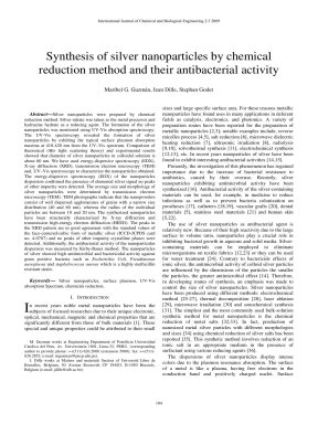 Synthesis of silver nanoparticles by chemical reduction method
