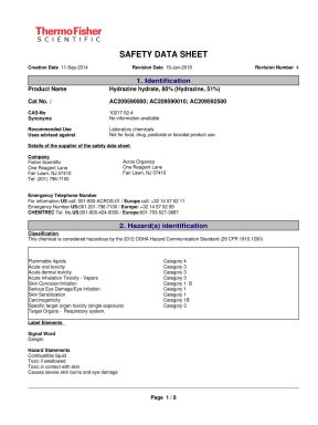 MSDS HYDRAZINE HYDRATE 80%