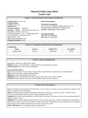 DL lactic acid MSDS english for chemistry