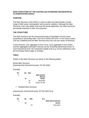 MAIN STRUCTURE OF THE AUSTRALIAN STANDARD GEOGRAPHICAL CLASSIFICATION