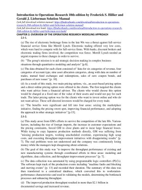 Introduction to operations research 10th edition by hillier and ...