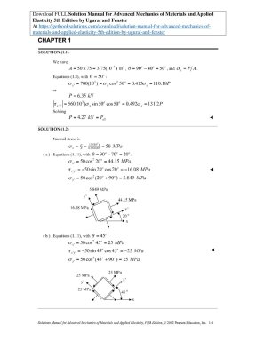 Solution manual for advanced mechanics of materials and applied elasticity 5th edition by ugural ...