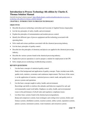 Introduction to process technology 4th edition by thomas solution manual