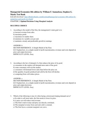 Managerial economics 8th edition by samuelson and marks test bank